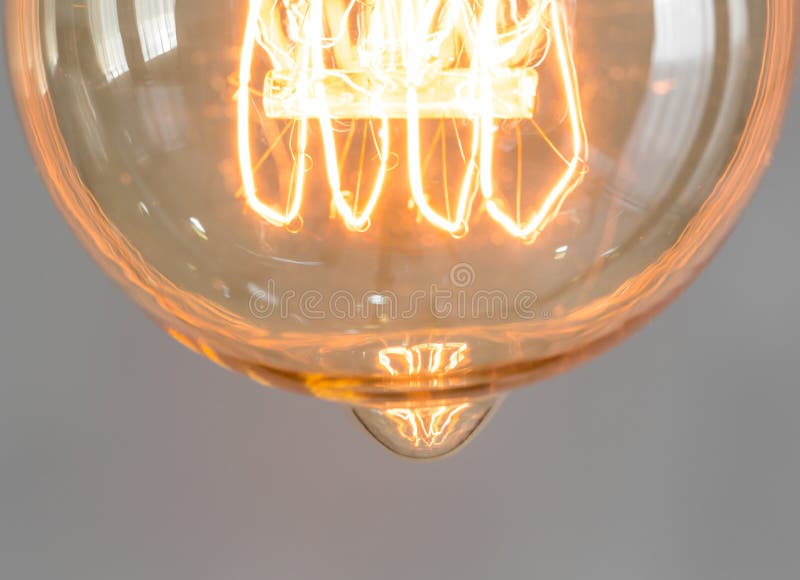 Close Up of Vintage Glowing Light Bulb Lighting Stock Image - Image of ...