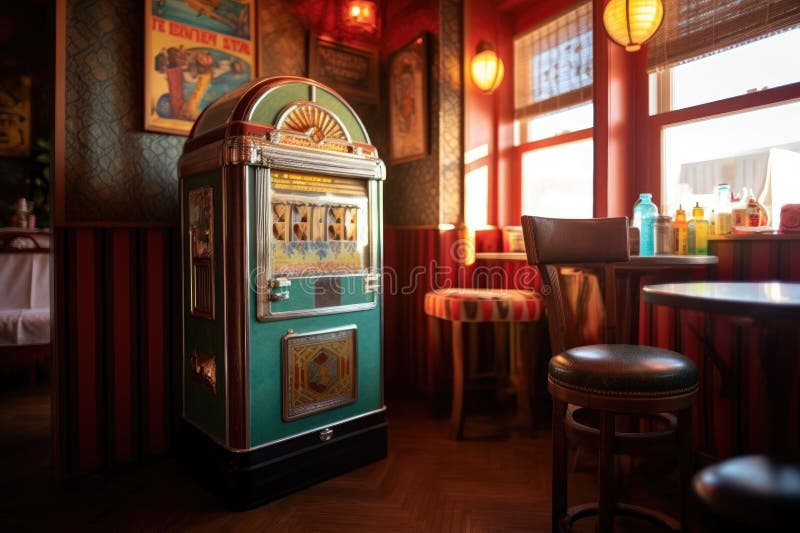 Close-up of Vintage Jukebox in a Diner Corner Stock Illustration ...