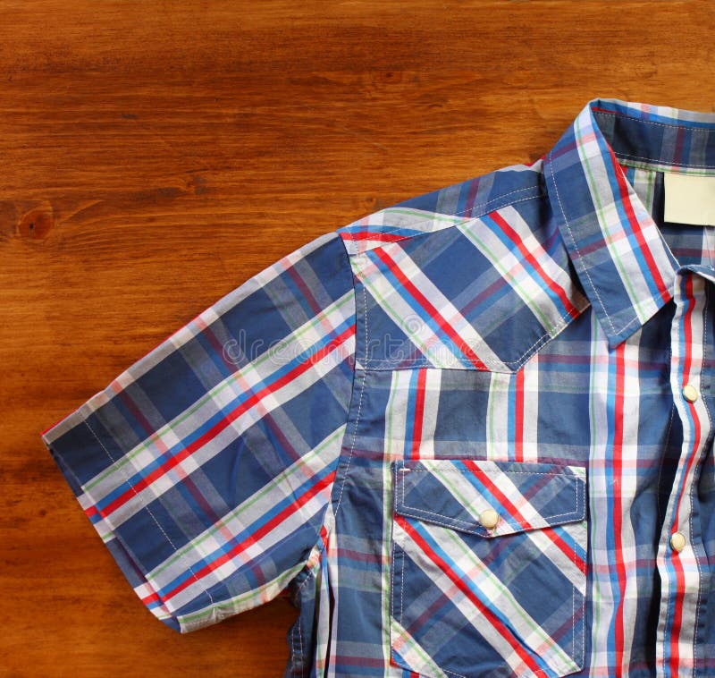 Close Up of Vintage Male Shirt, Checkered Pattern. Stock Photo - Image ...