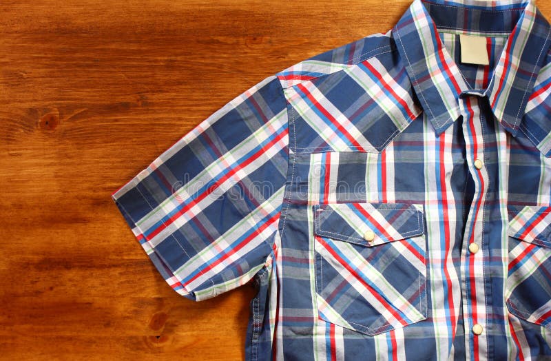 Close Up of Vintage Male Shirt, Checkered Pattern Stock Image - Image ...