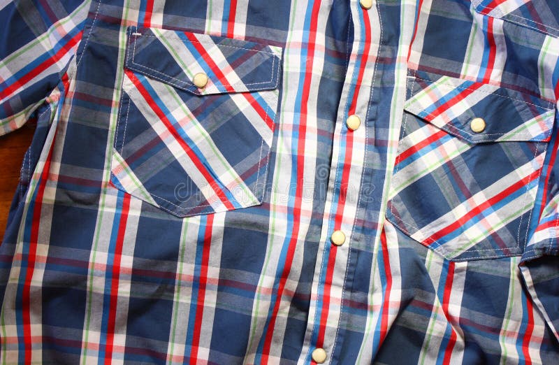 Close Up of Vintage Male Shirt, Checkered Pattern. Stock Image - Image ...
