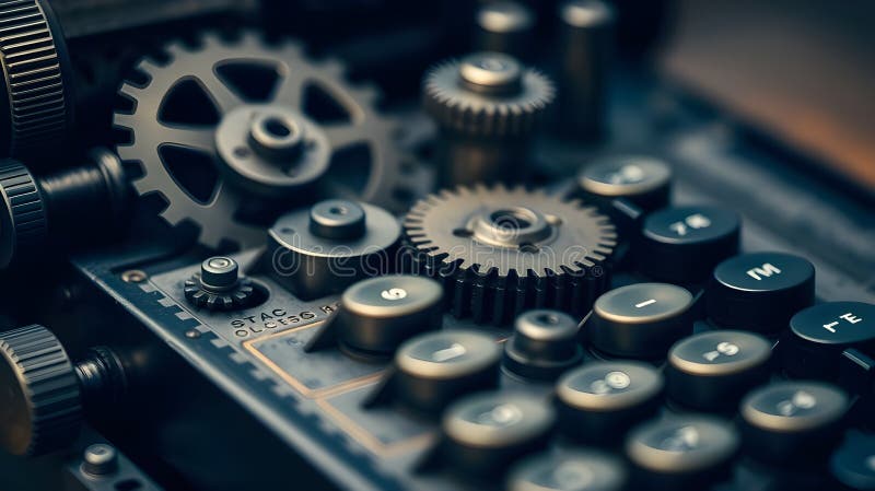 Close-up of a Vintage Mechanical Calculator Stock Illustration ...