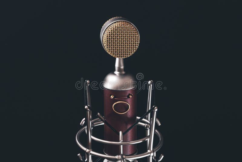 Close Up of Vintage Microphone on a Black Background. Stock Photo ...