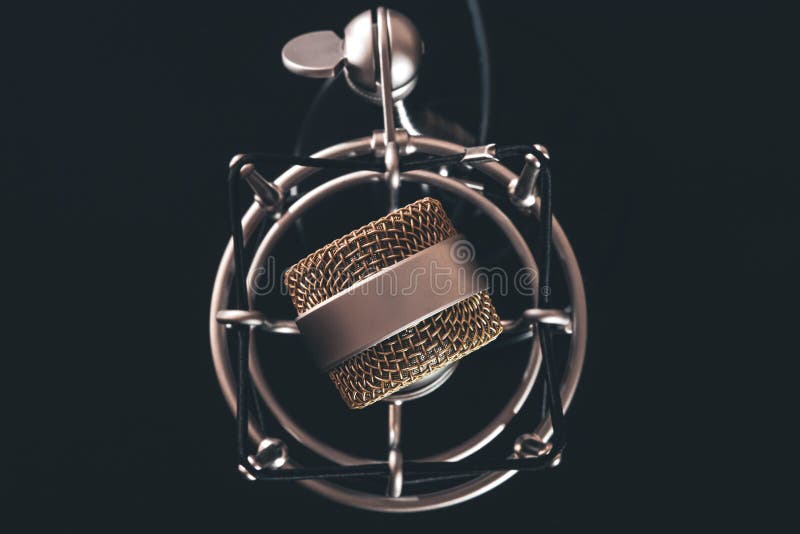 Close Up of Vintage Microphone on a Black Background. Stock Image ...