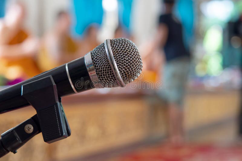 Close Up of Vintage Microphone on Stage Stock Image - Image of musical ...
