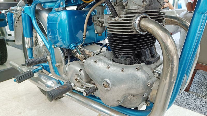 Close Up Vintage Motorcycle Engine with Two Cylinder Block Machine ...