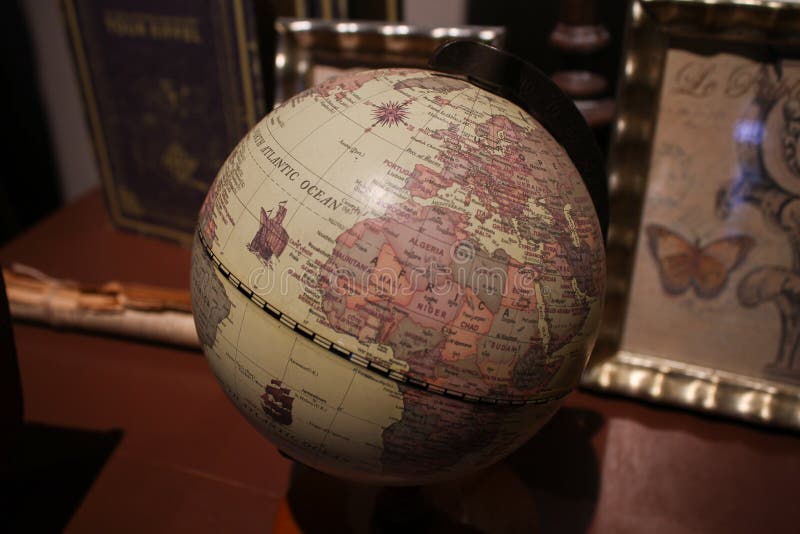 Close Up of Vintage Old Style Globe Stock Photo - Image of background ...