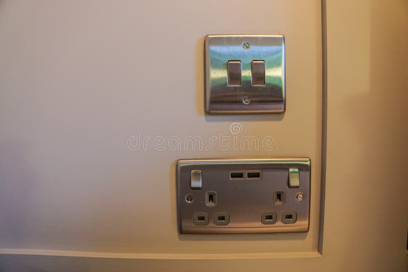 Vintage Plug and Socket and Switch for Electricity Stock Photo - Image ...