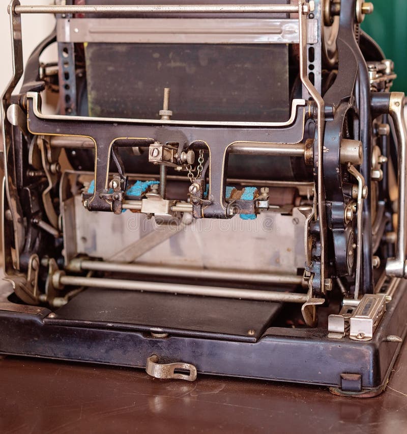 Close Up of a Vintage Printing Machine Stock Photo - Image of bend ...