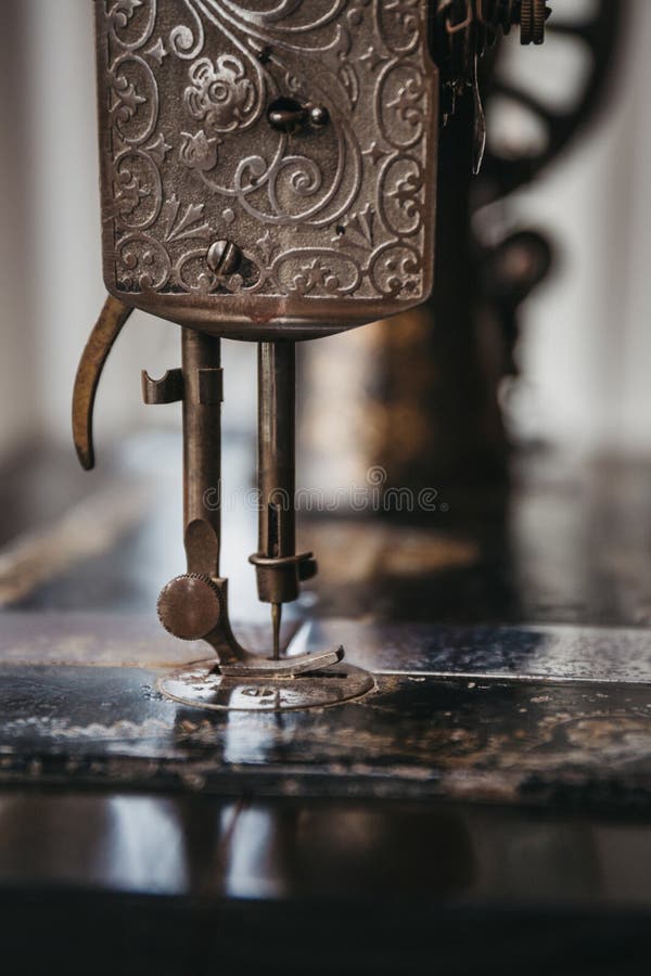 Close Up of a Vintage Sewing Machine Stock Photo - Image of background ...