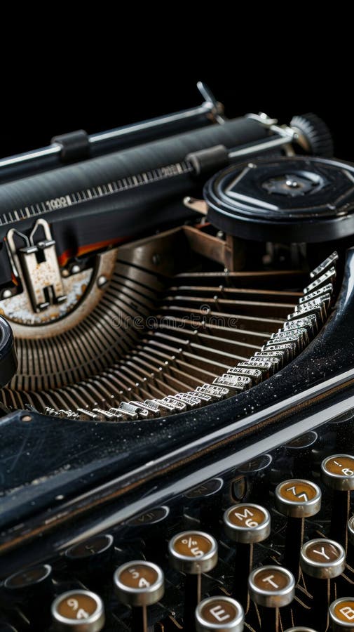 Close-up of Vintage Typewriter with Black Background, Mechanical ...