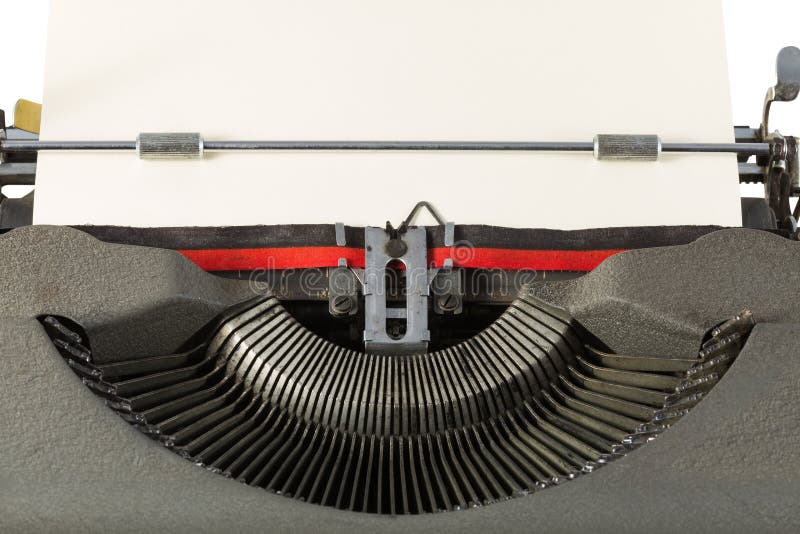 Close Up of Vintage Typewriter with Paper Isolated on White Back Stock ...