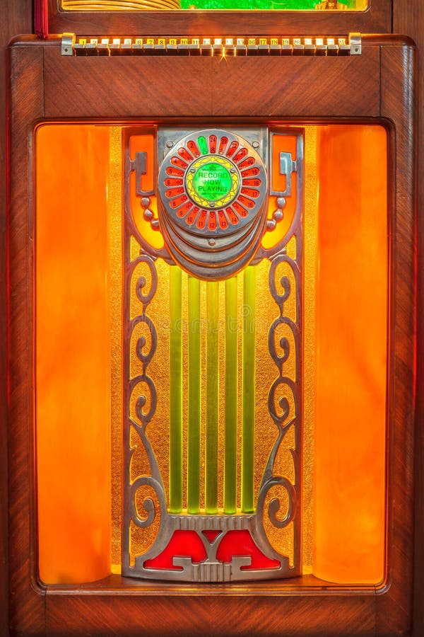 Close Up of a Vintage Wooden Jukebox Stock Image - Image of machine ...