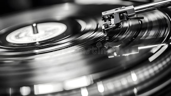 Close-up of a Vinyl Record Spinning Stock Photo - Image of listening ...
