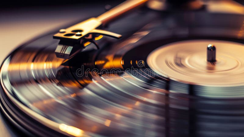 Close-up of Vinyl Record Spinning on a Turntable, Highlighting the ...