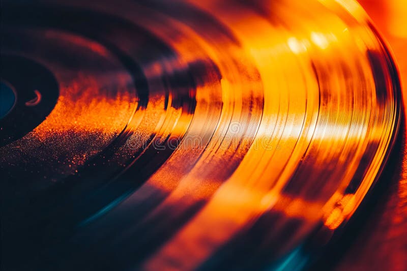 A Close Up of a Vinyl Record on a Table Stock Photo - Image of dark ...