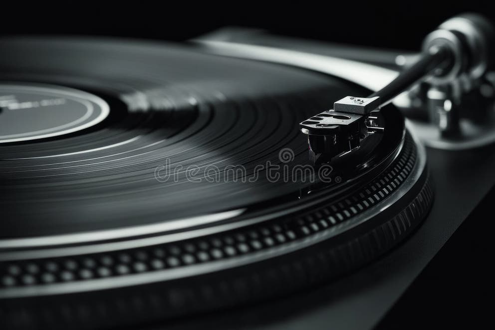 Close Up of Vinyl Record on a Turntable Stock Illustration ...