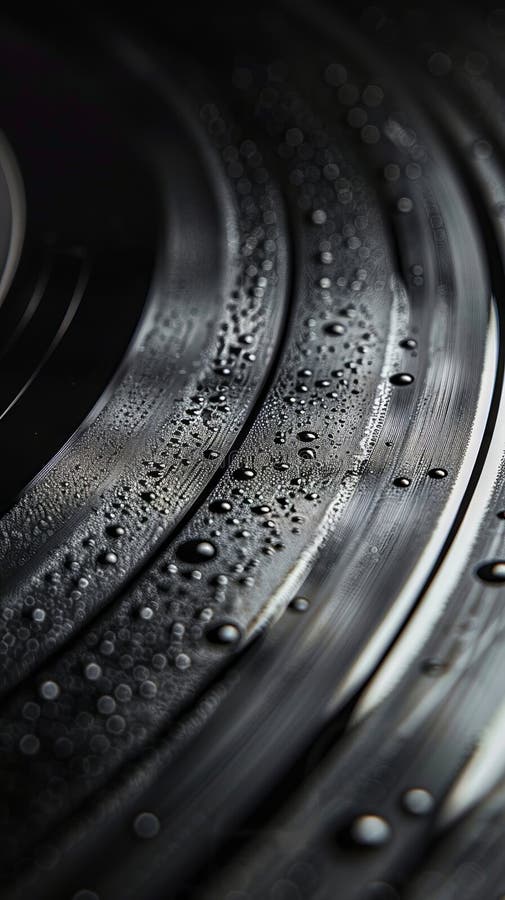 A Close Up of a Vinyl Record with Water Drops Stock Image - Image of ...