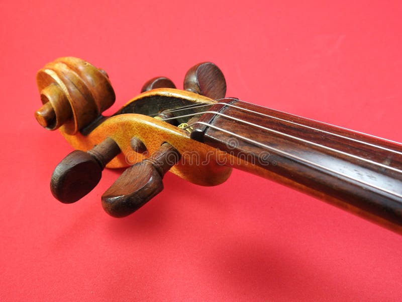 Close-up of a Violin: Scroll, Peg-box and Tuning Pegs. Stock Photo ...