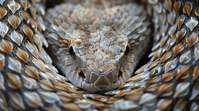 Close Up of a Viper Head in the Jungle Stock Illustration ...