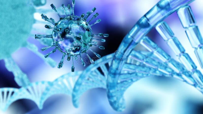 Virus Close-up against DNA stock illustration. Illustration of ...