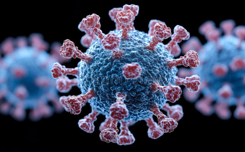 A Close Up of a Virus with a Blue and Red Color Stock Photo - Image of ...