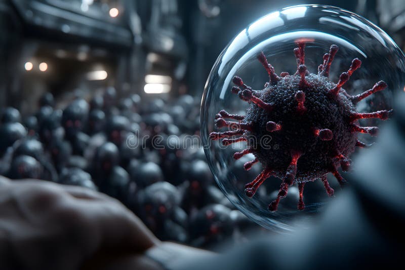 Close-Up of Virus Cell in Laboratory with Robotic Background ...