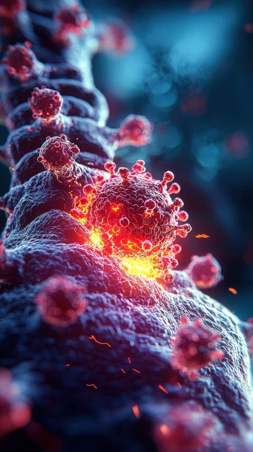 Close-up of Virus Cell on Textured Surface in a Scientific ...