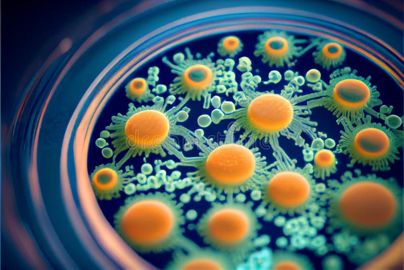 Close-up of Virus Cells or Bacteria on Light Background. Stock ...