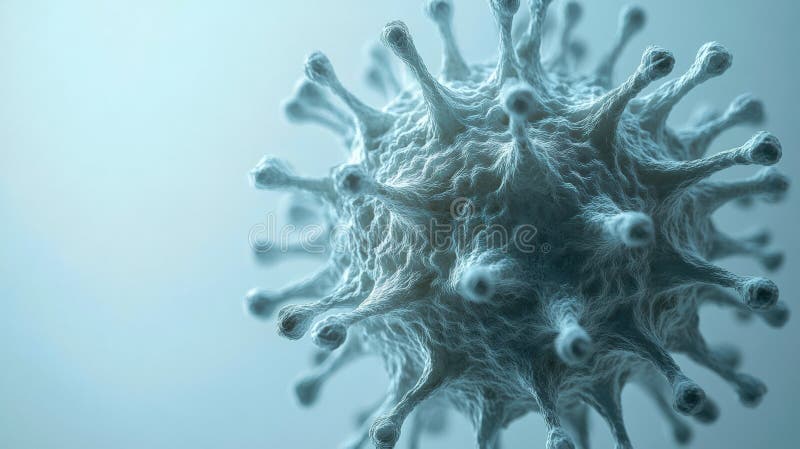 Close-up of Virus Model in Blue Tones Representing Microscopic Pathogen ...