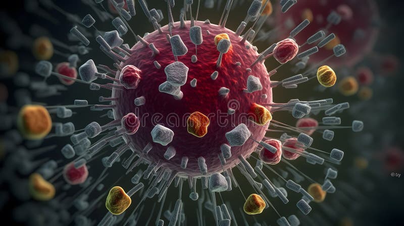 Close Up of Virus Molecule Visualization, Generative Ai Stock Image ...
