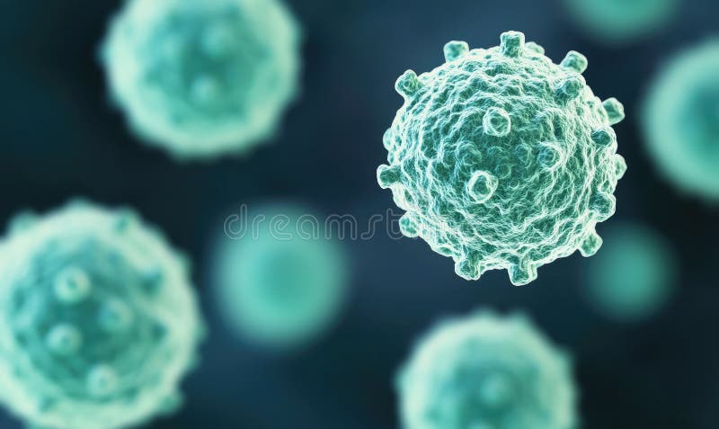 Close-up of Virus Particles, Illustrating Molecular Structures and the ...