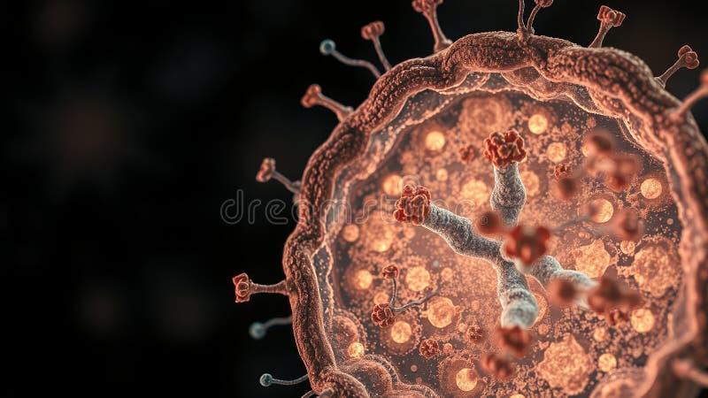 A Closeup of a Virus Showing Its Complex Structure Stock Illustration ...