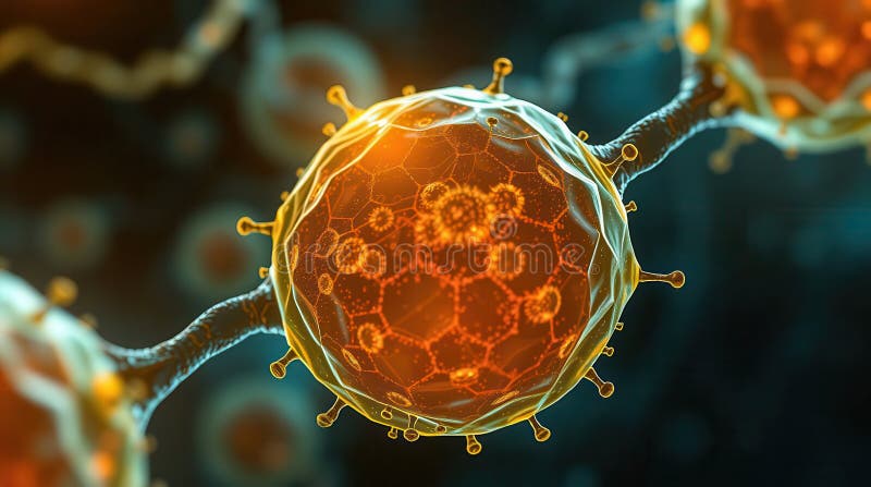 Close Up of a Virus Structure Showing Intricate Details and Energetic ...