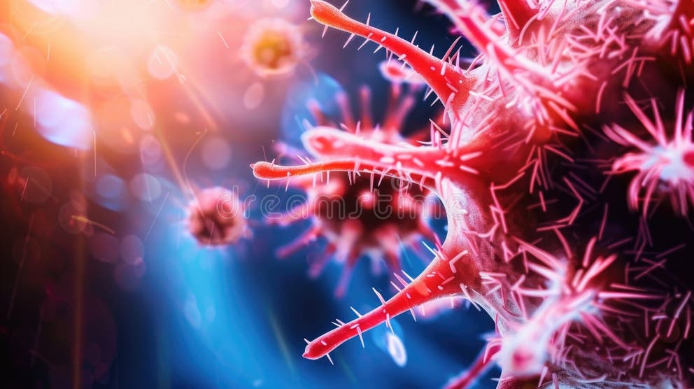 Close-up of Virus Structure with Vibrant Colors and Spiked Surface ...