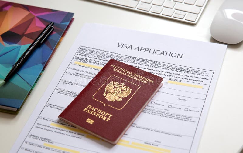 Close Up of a Visa Application Document with a Russian Passport ...