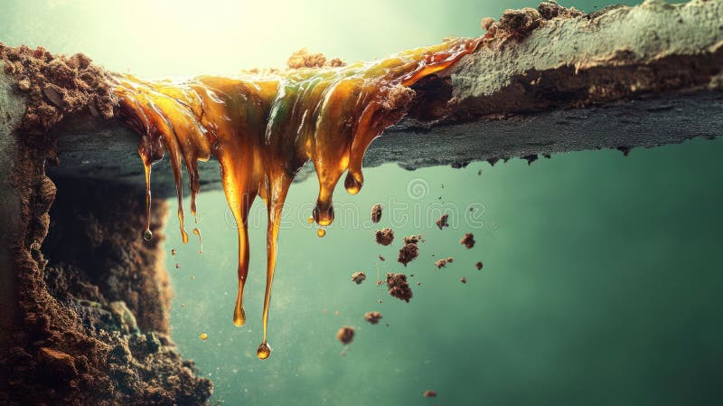 A Close-up of Viscous Liquid Dripping from a Surface, Surrounded by ...