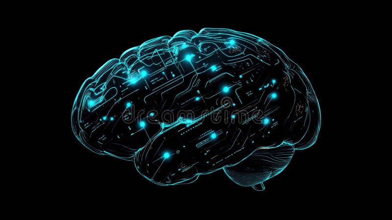 A Close-up Visual of a Brain Illuminated with Blue Neural Pathways ...