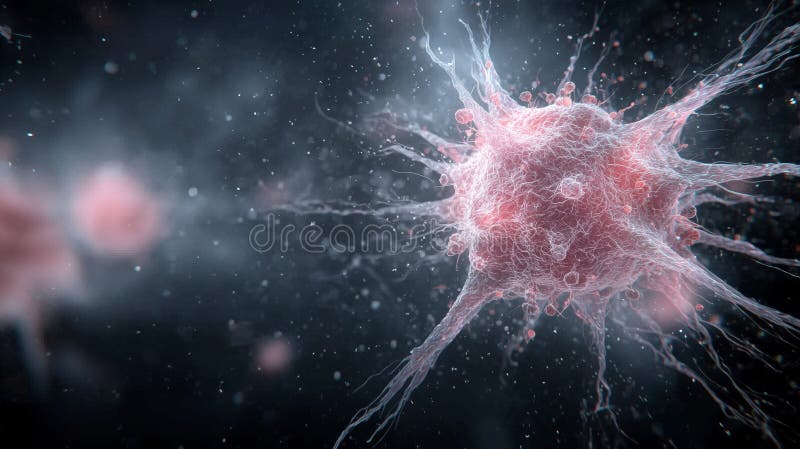 Close Up Visualization of Cell Structure with Spiky Extensions in a ...