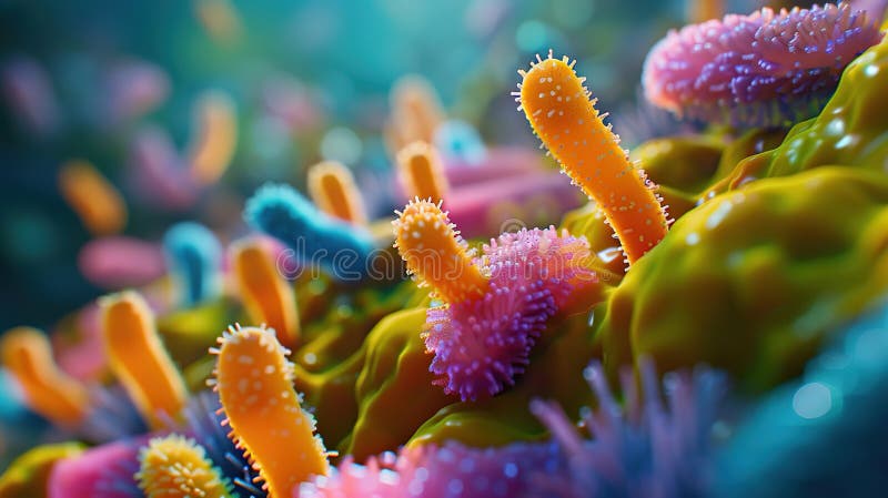 Microscopic World of Bacteria Stock Illustration - Illustration of ...