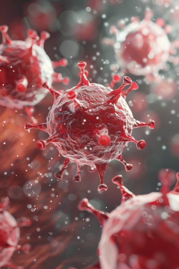 Close-up Visualization of Viruses in a Vivid Microscopic 3D Stock ...