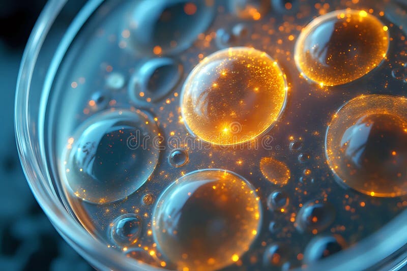 Close Up of in Vitro Fertilization in a Petri Dish with Copy Space ...