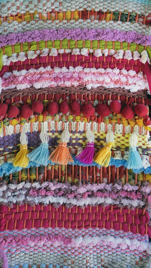 Close Up Vivid Colorful of Hand Woven Fabric Texture, Linen and Cotton ... Close Up Vivid Colorful of Hand Woven Fabric Texture, Linen and Cotton ...