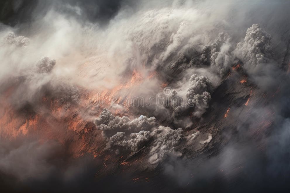 Close-up of Volcanic Ash and Smoke in the Sky Stock Illustration ...