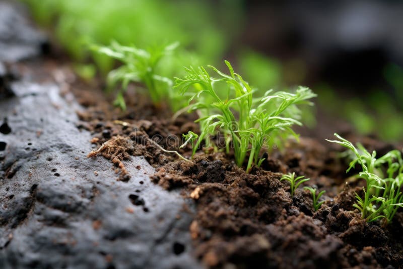 Close-up of Volcanic Ash Soil with Tiny Green Shoots Emerging Stock ...