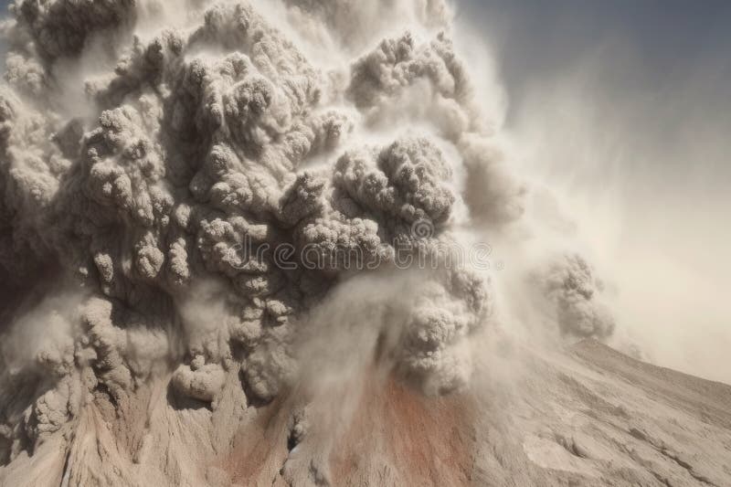 Close-up of Volcanic Ash Spewing from an Erupting Summit Stock ...