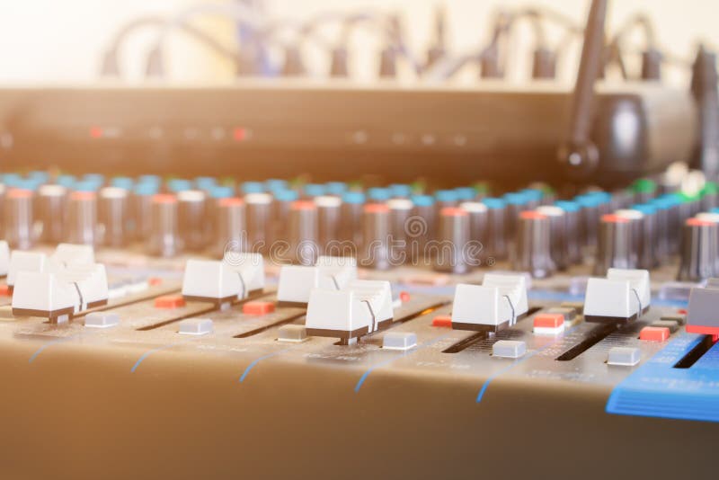 Close Up Volume Adjusting Knobs Old on Audio Mixer Controller in ...