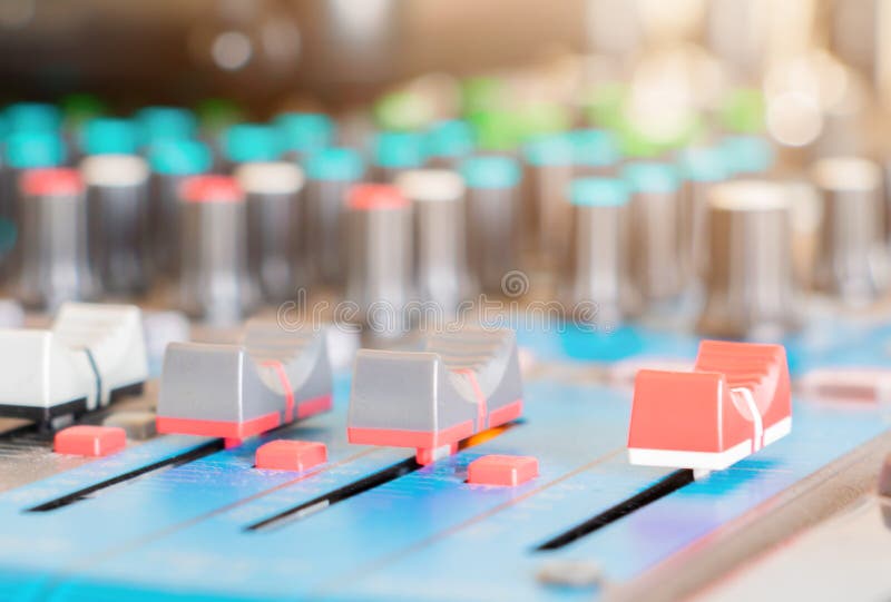 Close Up Volume Adjusting Knobs Old on Audio Mixer Controller in ...