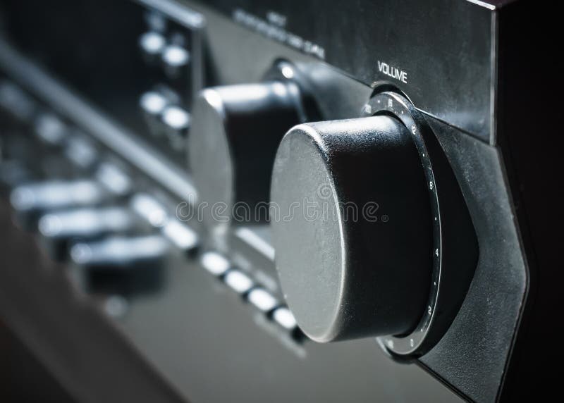 Close-up of Volume Controls Panel. Audio Receiver Control Panel ...