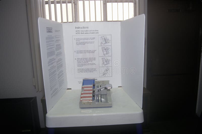Close-up of a Voting Booth and Ballot Machine with Ballot , CA ...